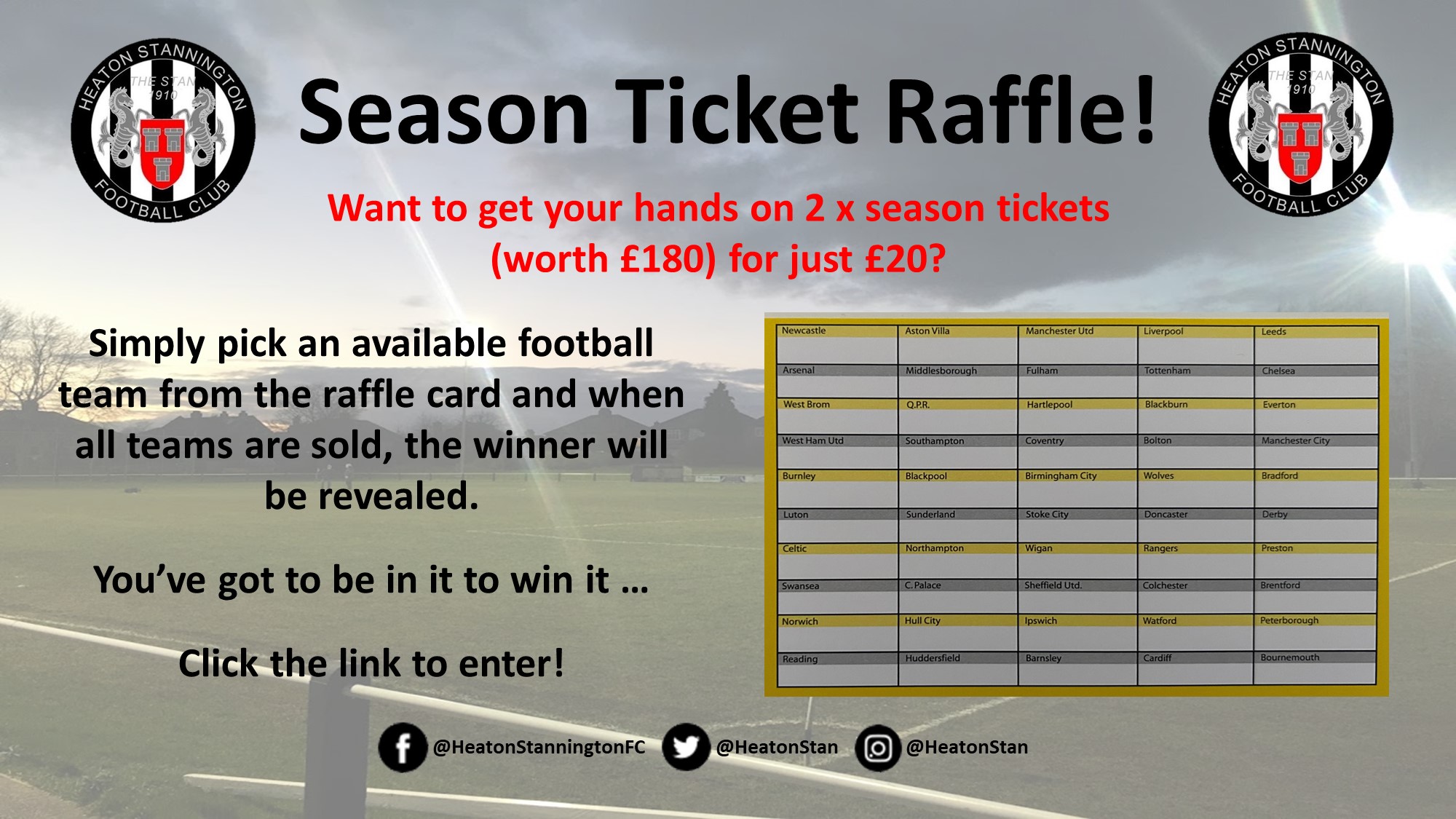 Season Ticket Raffle - Heaton Stannington FC